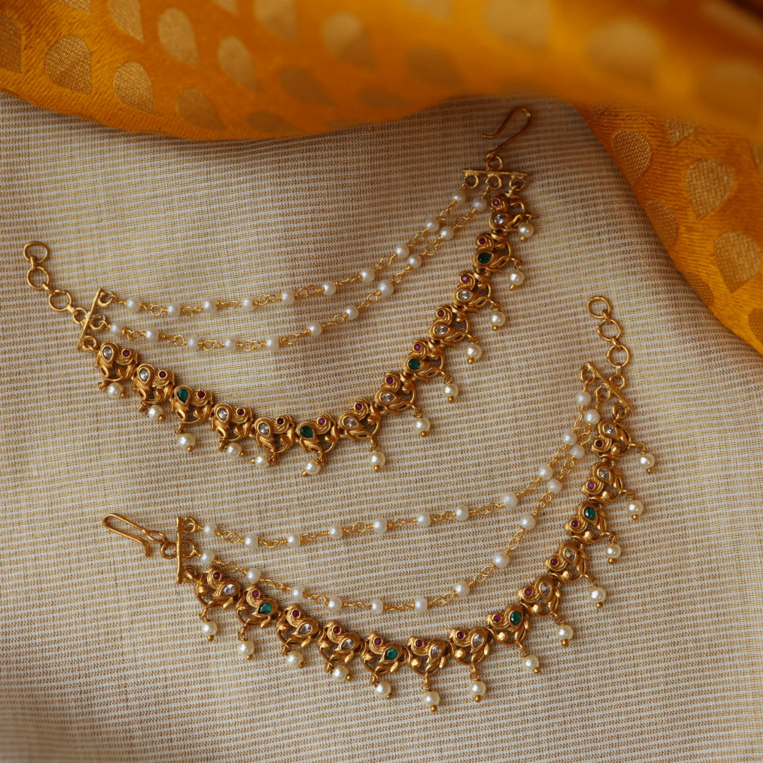 Heritage 3 layer gold mattal ear accessories HM661 — vrddhi fashion ...