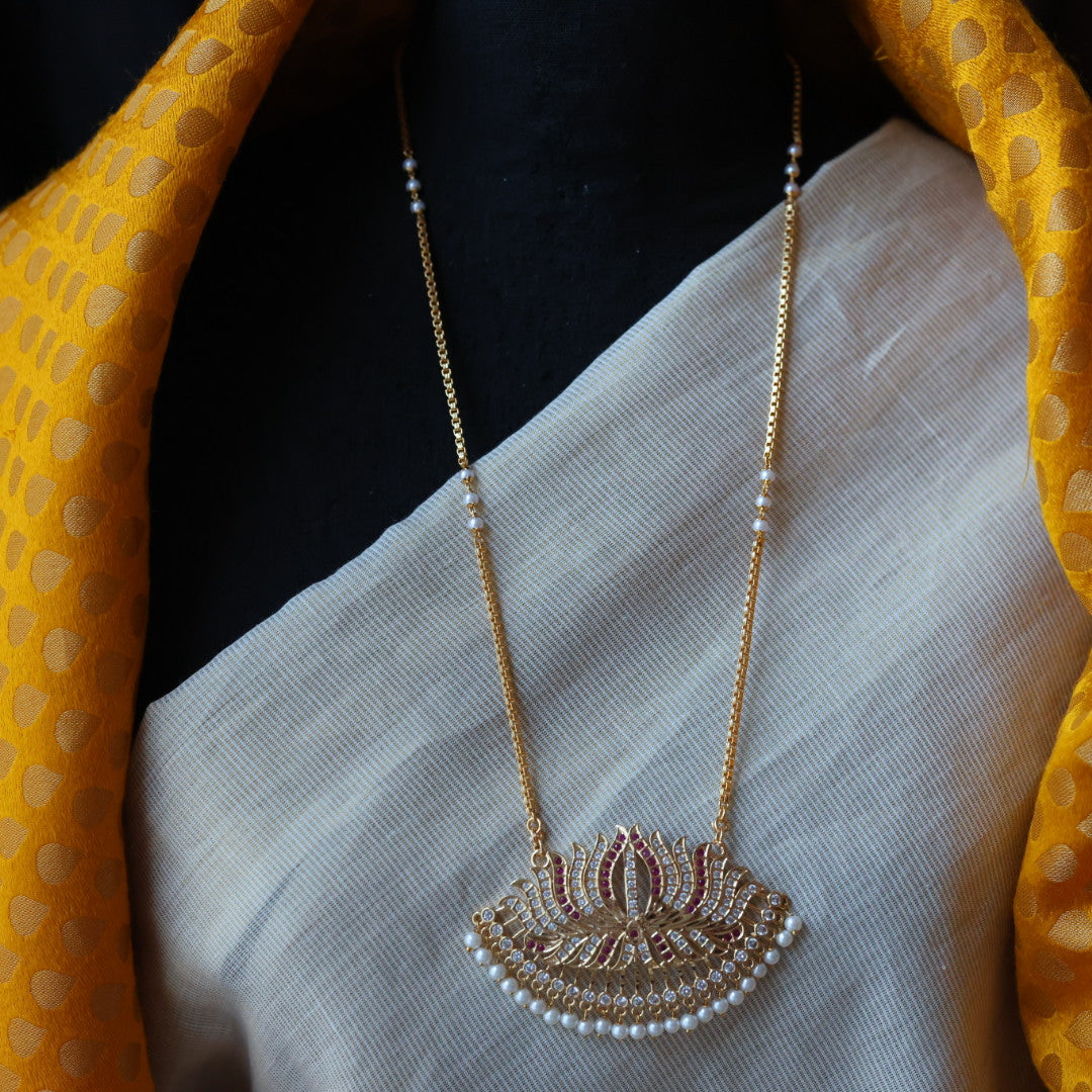 Heritage gold plated padakam long chain HP7655 — vrddhi fashion jewellery