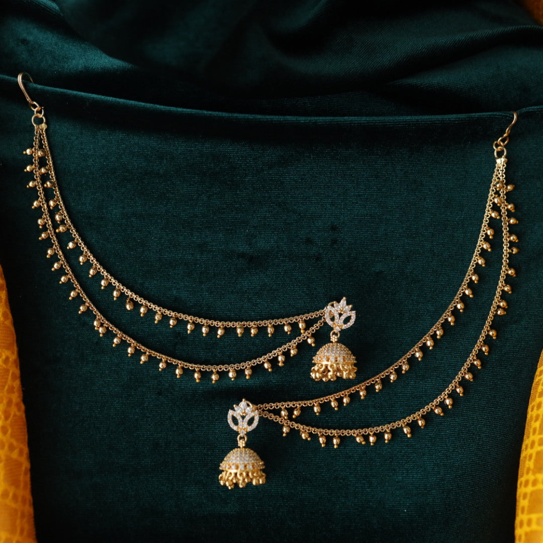 Heritage 2 layer gold and pearl mattal ear accessories 112577 — vrddhi ...