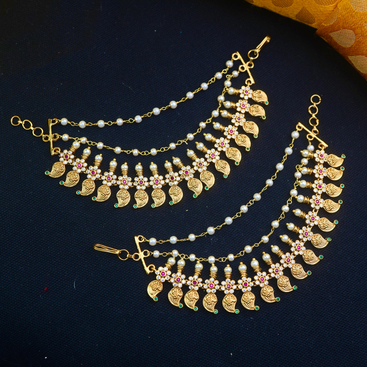 Antique stone pearl mattal /ear accessories 12631 — vrddhi fashion ...